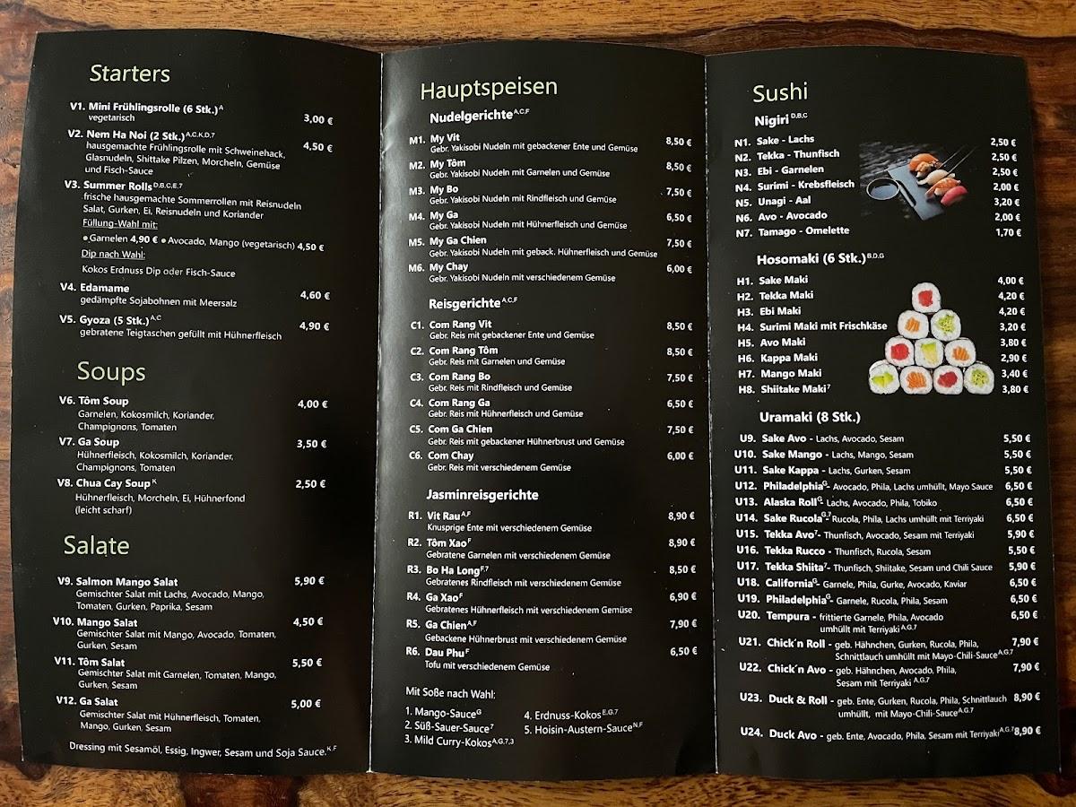Menu at Sushi Nhi restaurant, Allersberg