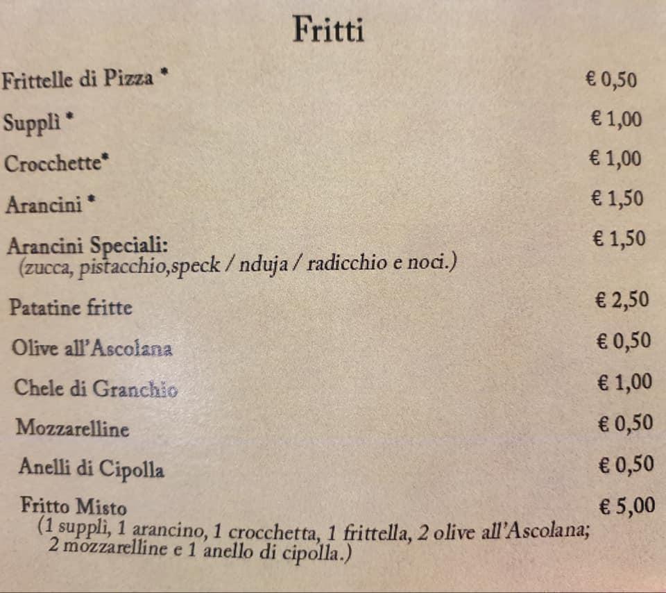Menu da Pizzeria Nicola (Forno a Legna), Frosinone