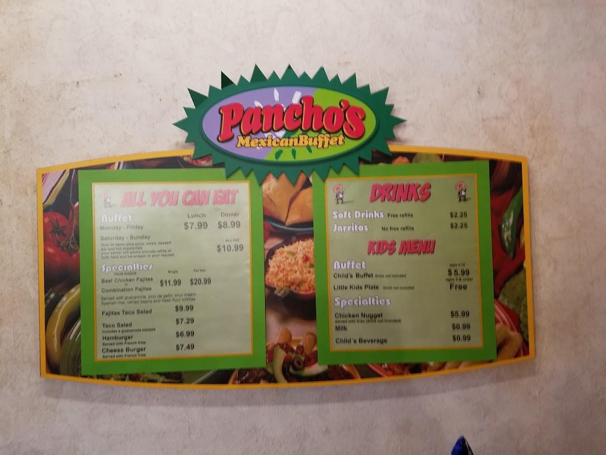 Menu at Pancho's Méxican Buffet restaurant, Arlington, SW Green Oaks Blvd