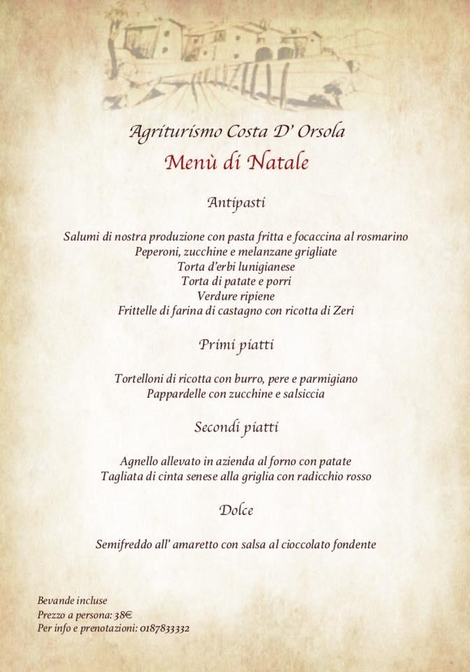Menu da Ristorante Costa d'Orsola, Pontremoli