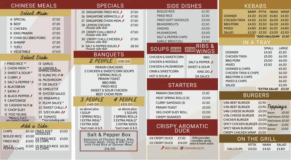 Menu at The Walkden Bar, Eccles