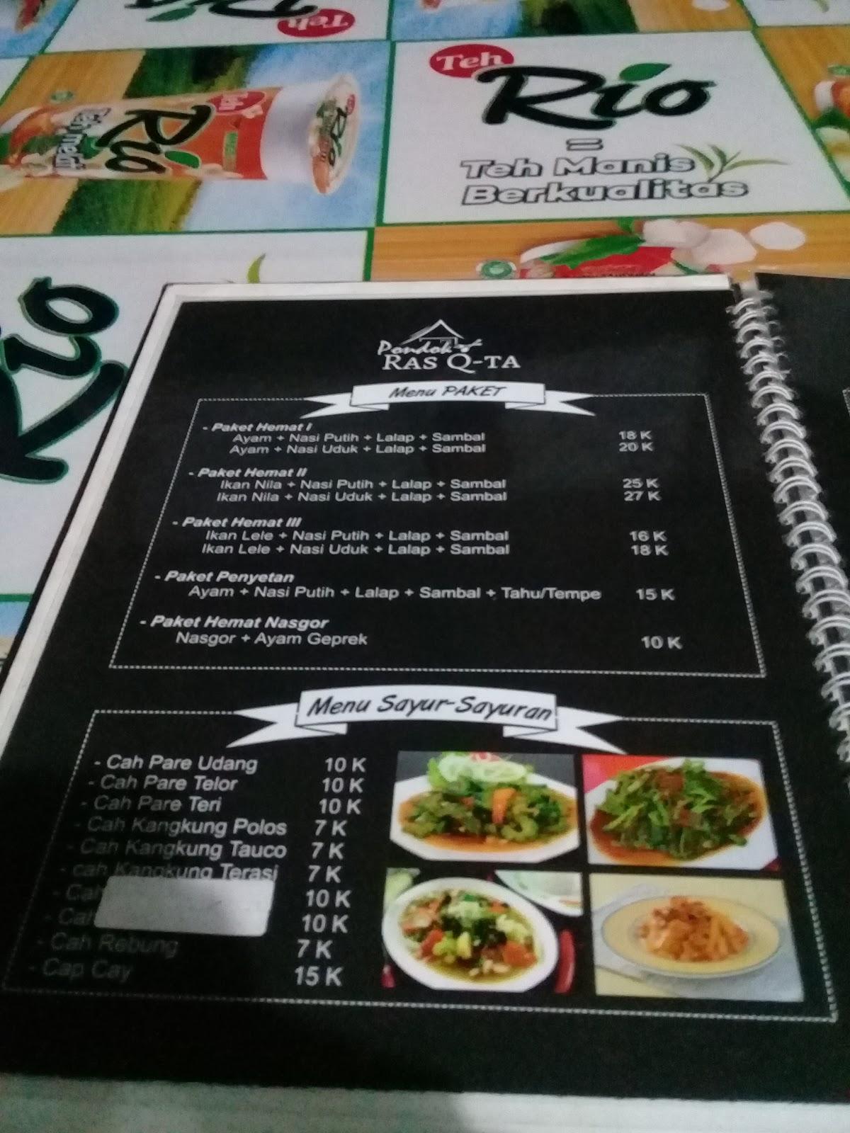 Menu at pondok RAS Q-TA restaurant, Singkawang, VXWG+V2J