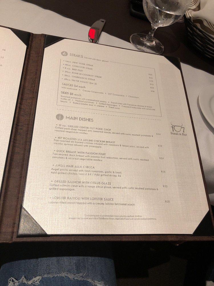 Menu at 107 Steak & Bar, Doral, NW 107th Ave
