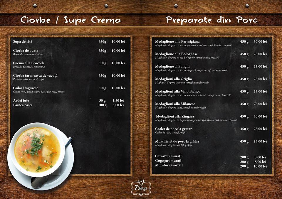Menu at 7 Days Restaurant & Pizzerie, Timișoara