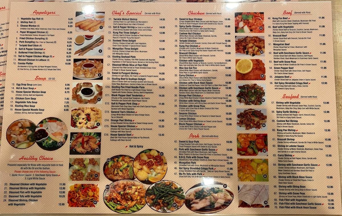Menu at China Moon restaurant, Lake Elsinore