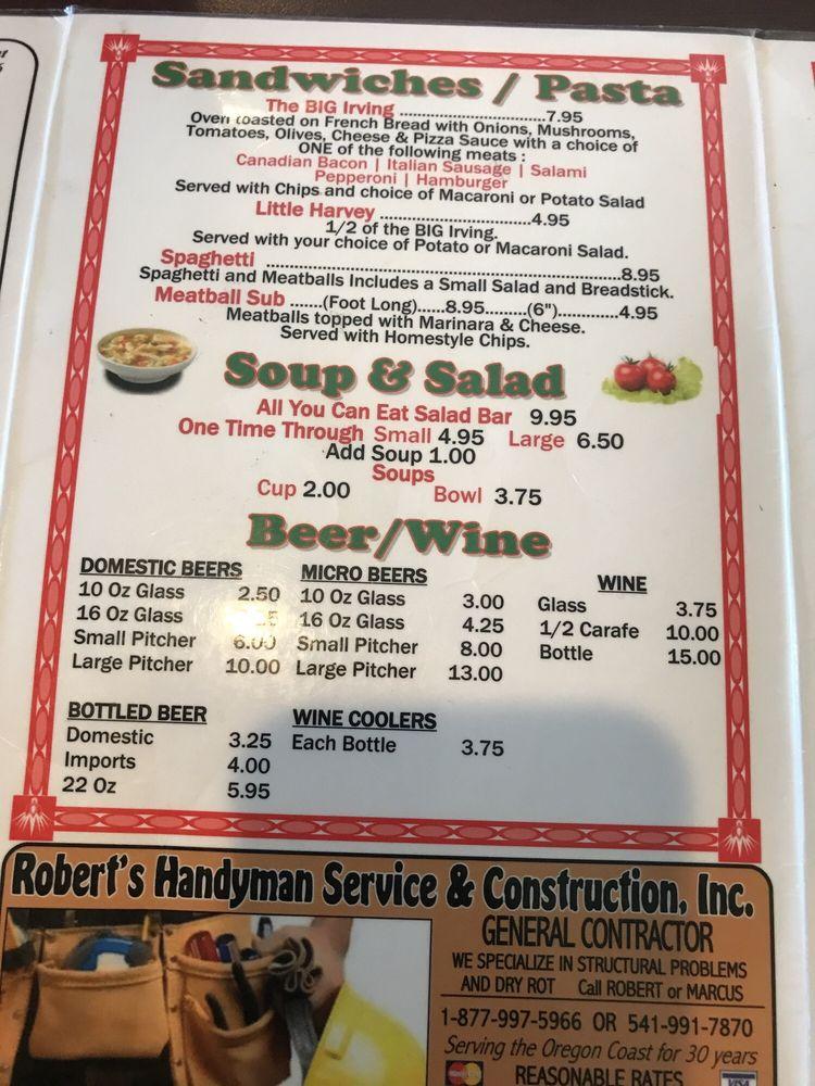 Menu at Gallucci's Pizzeria, Lincoln City, NW U.S. 101