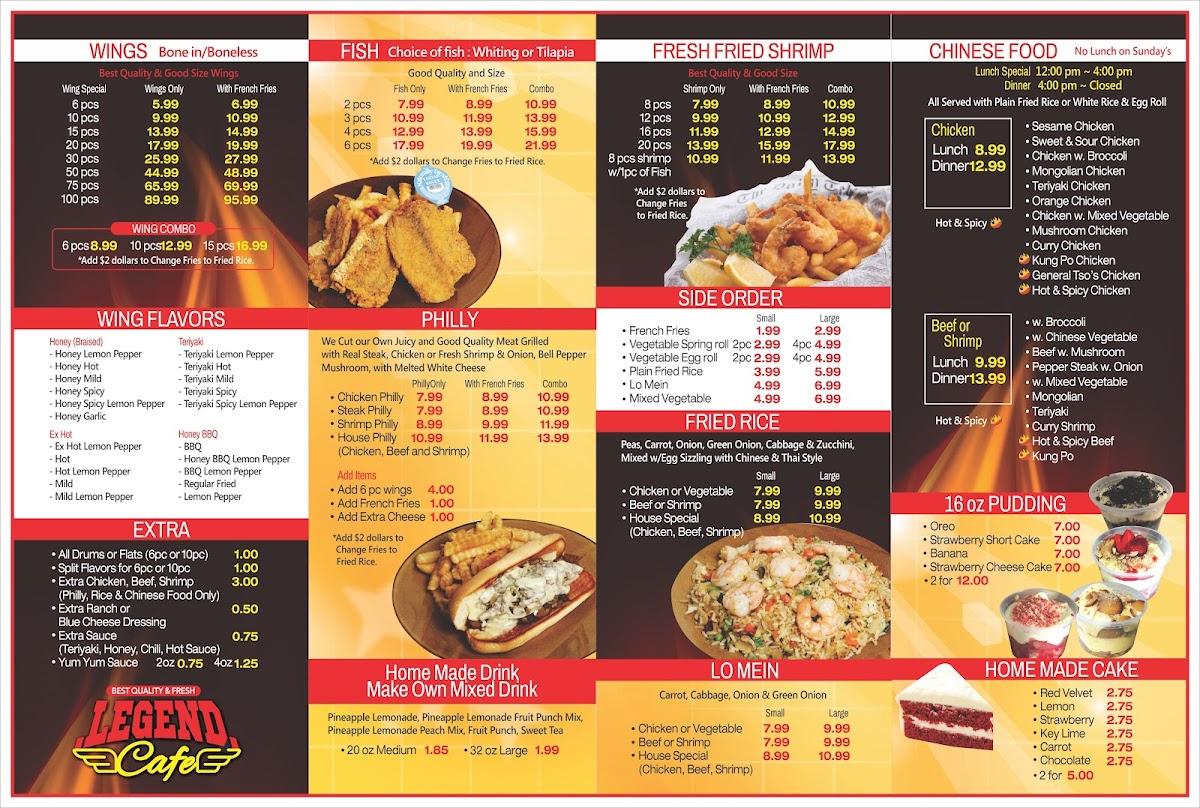 Menu at Legend Cafe, College Park, Old National Hwy B