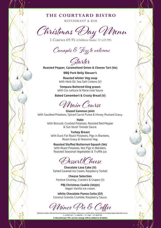 Menu at The Courtyard Bistro cafe, Warrington