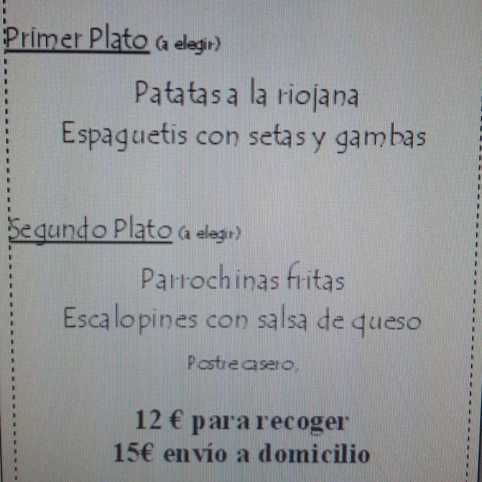 Menu at Trasiego restaurant, Gijón, Calle Sta. Doradía