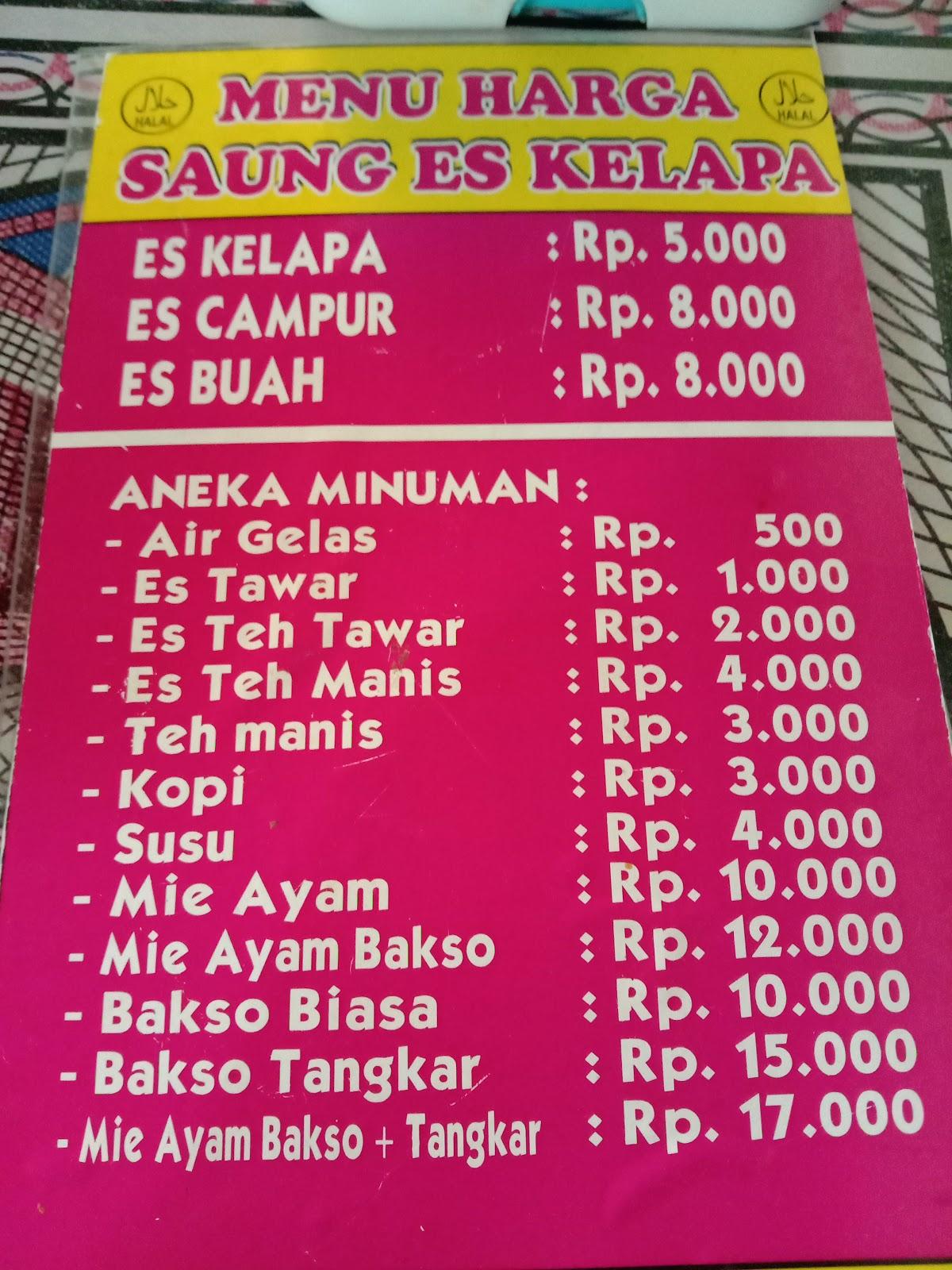 Menu at BAKSO TANGKAR dan SAUNG ES KELAPA restaurant, Bekasi Regency