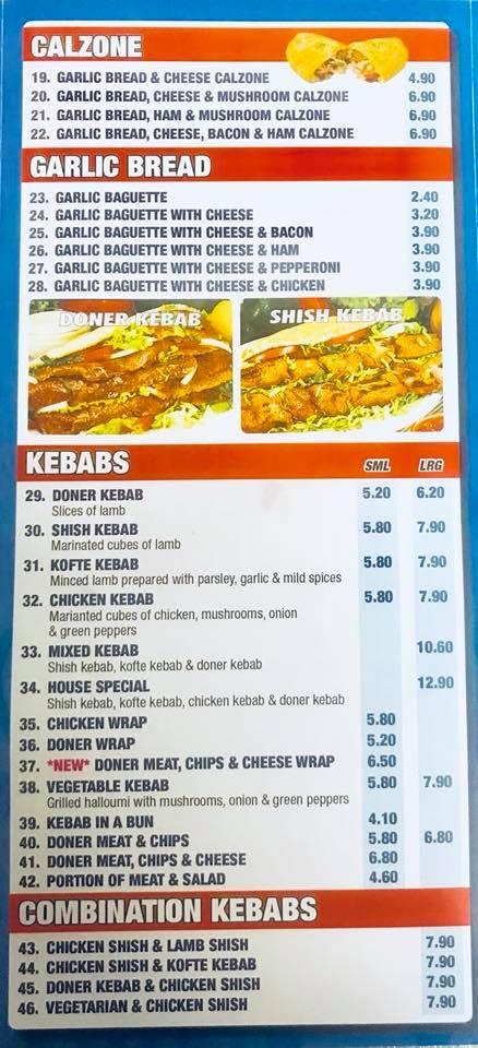 Menu at Cheddar Kebab Kitchen pizzeria, Cheddar