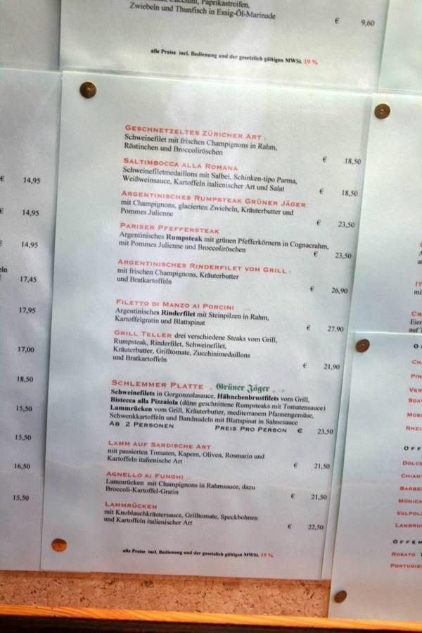 Speisekarte von Grüner Jäger Braunschweig restaurant, Braunschweig