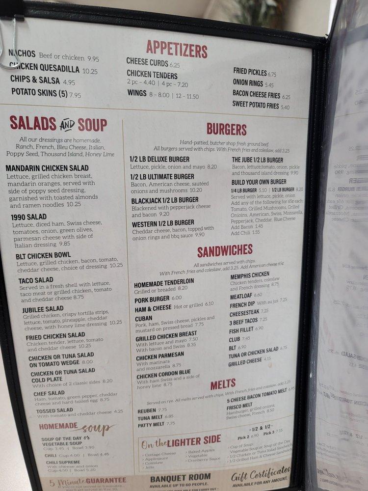 Menu at Jubilee Cafe, Edwards, N Kickapoo-Edwards Rd