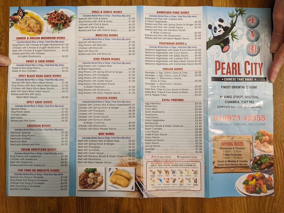 Menu at Pearl City fast food, Wigton