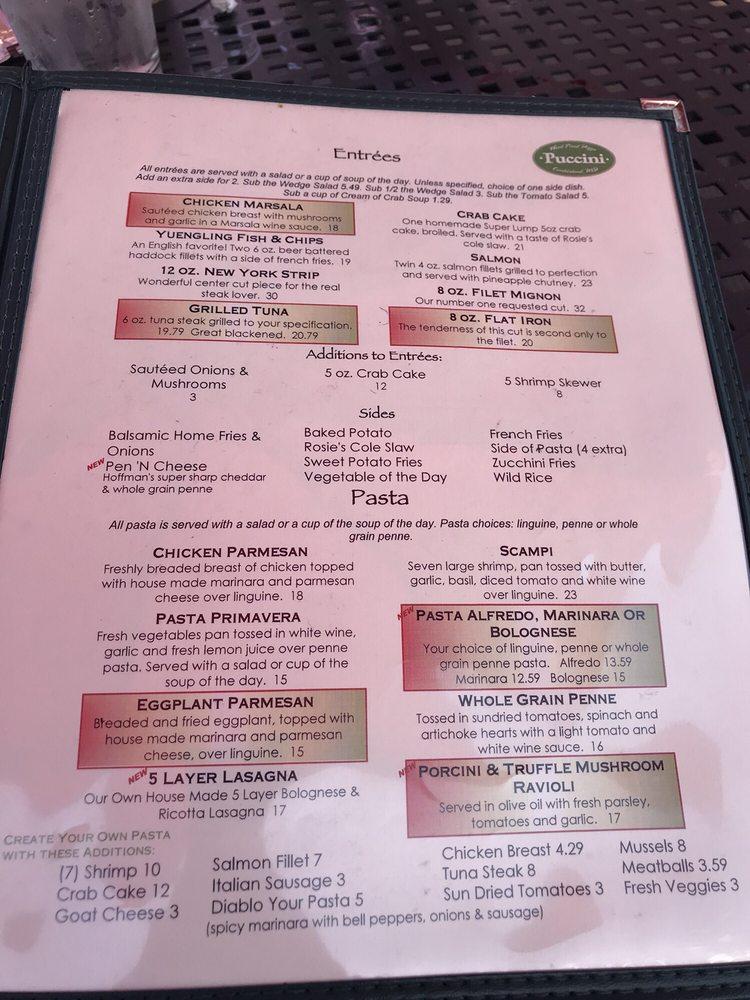 Menu at Puccini Restaurant, Cumberland