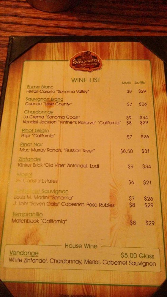 Menu at Sasquatch Tavern and Grill desserts, Verdi