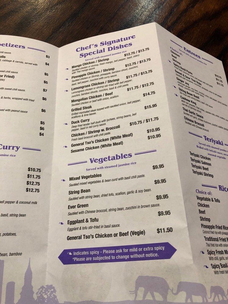 Menu at Thai Basil restaurant, New York City, Nostrand Ave