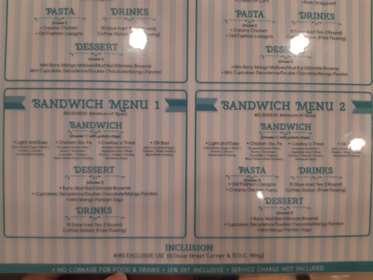 Menu at 10 Dove Street Confectionary restaurant, Lapu-Lapu City