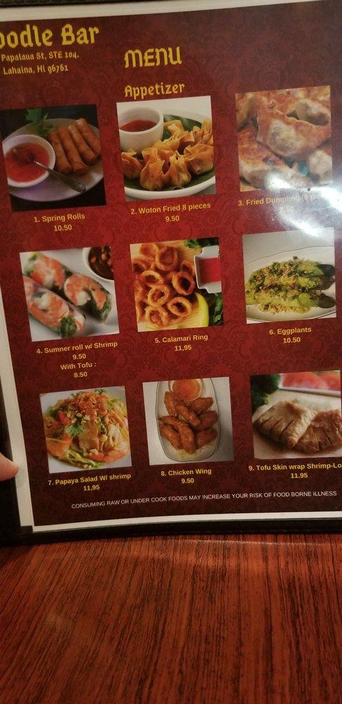 Menu at Noodle Bar, Lahaina