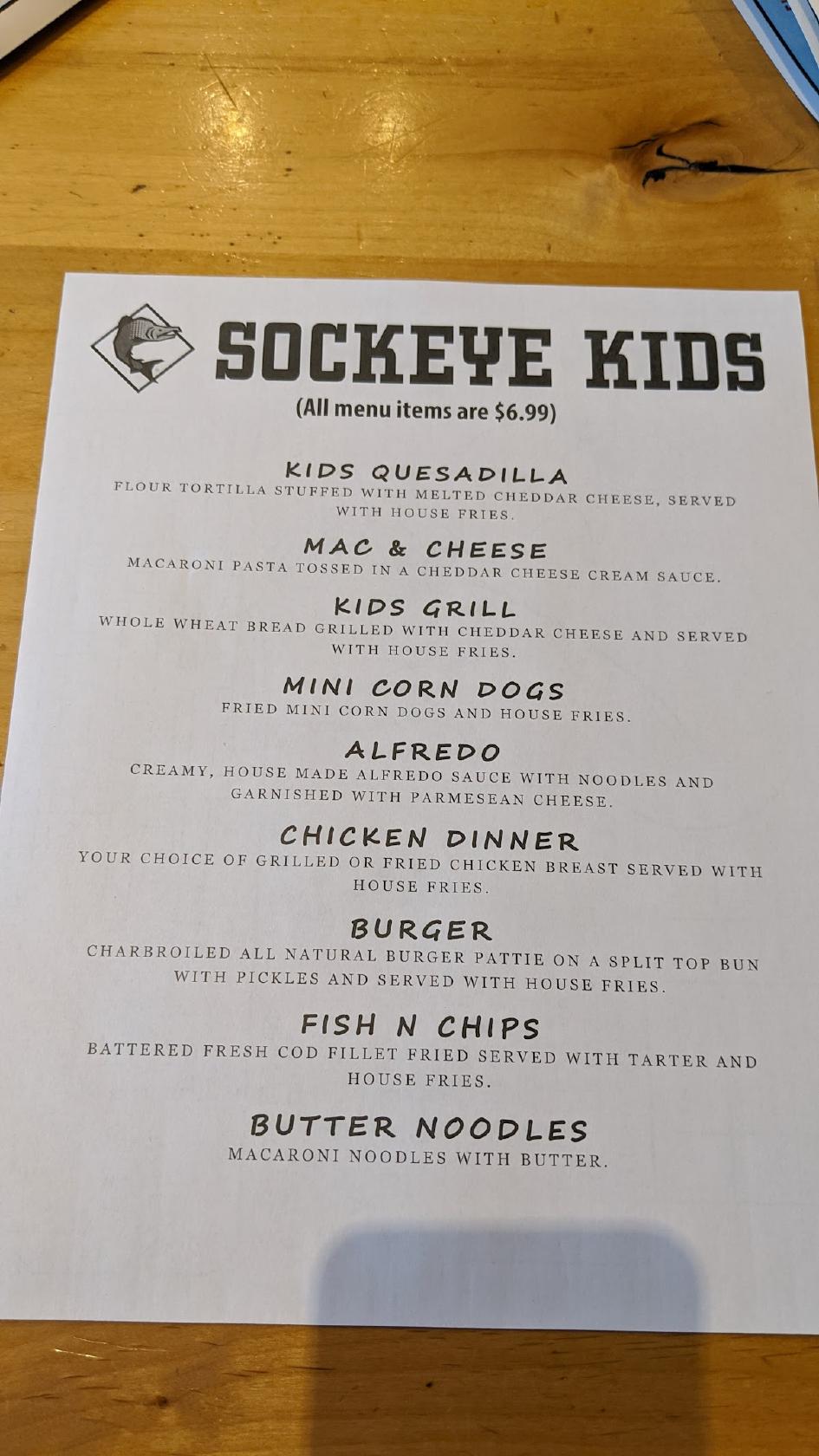 Menu at Sockeye Brewing pub & bar, Boise, W Fairview Ave