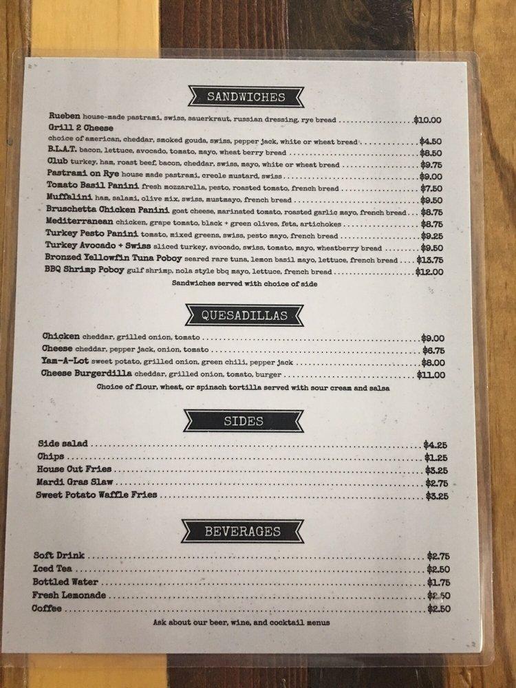 Menu at 531 Liberty Cafe, Houma