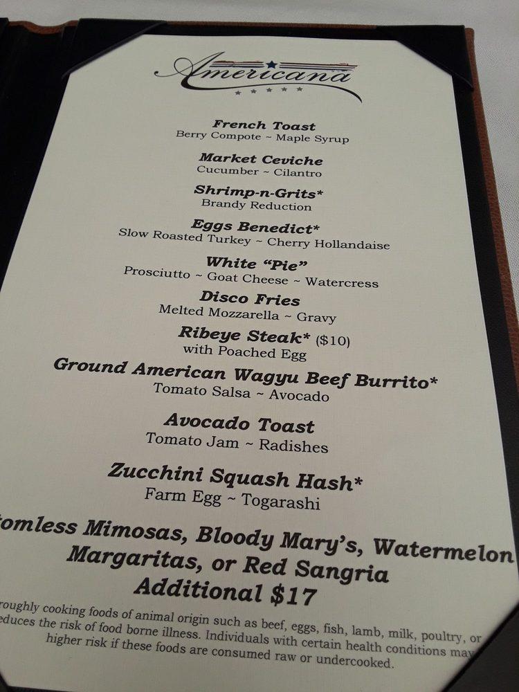 Menu at Americana Restaurant, Las Vegas