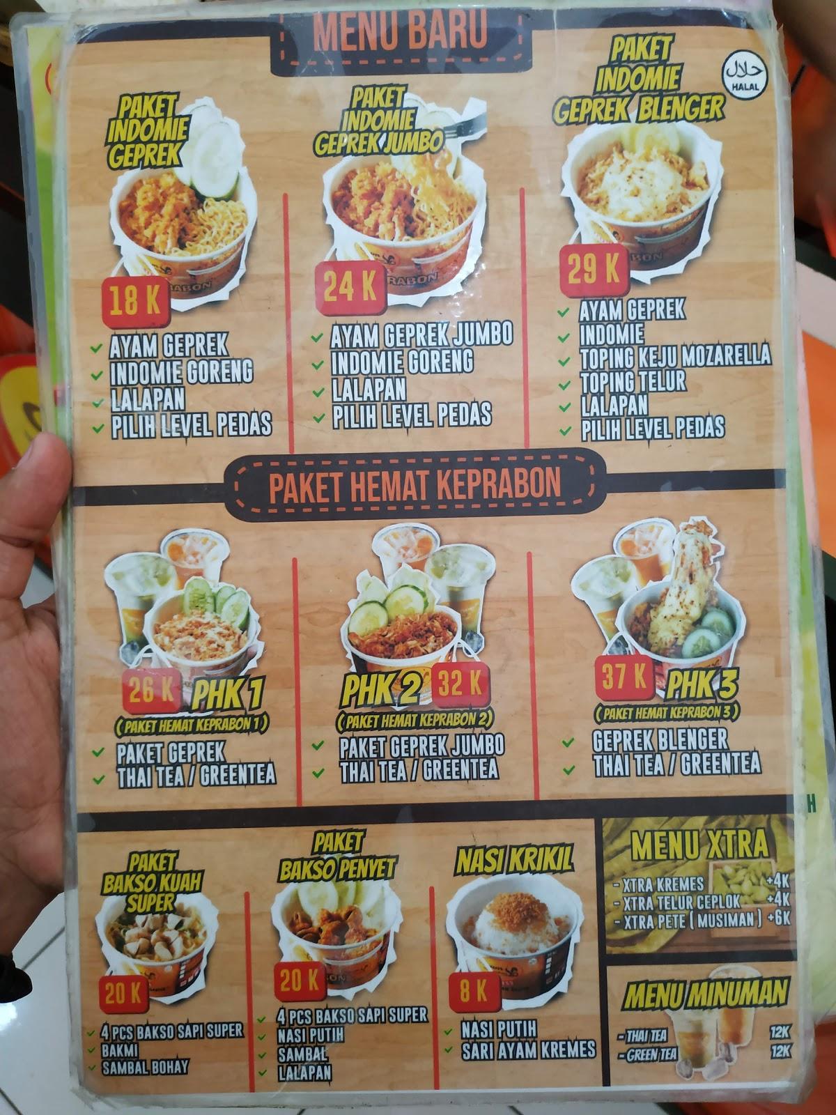 Menu at Ayam Keprabon Express Bandung restaurant, Bandung, Jl. Buah ...