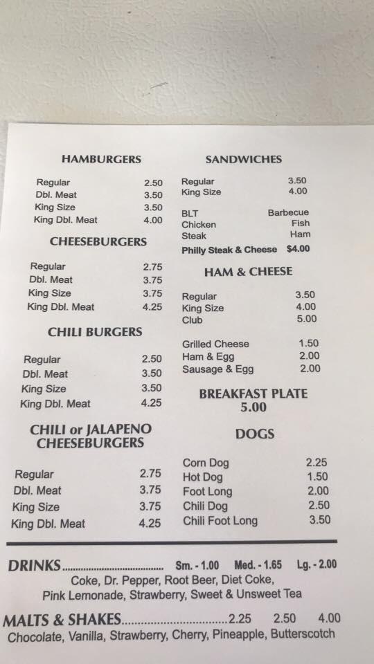 Menu at Old Fashion restaurant, El Dorado, 919 E Hillsboro St