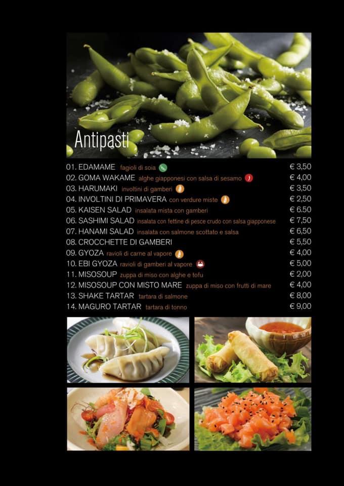 Menu da Hanami ristorante, Fabriano