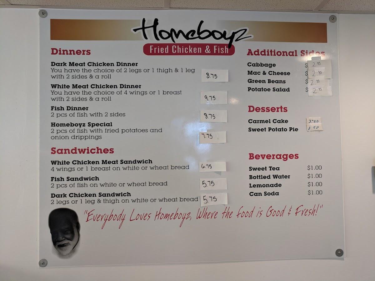 Menu at Homeboyz Fried Chicken and Fish desserts, Columbus