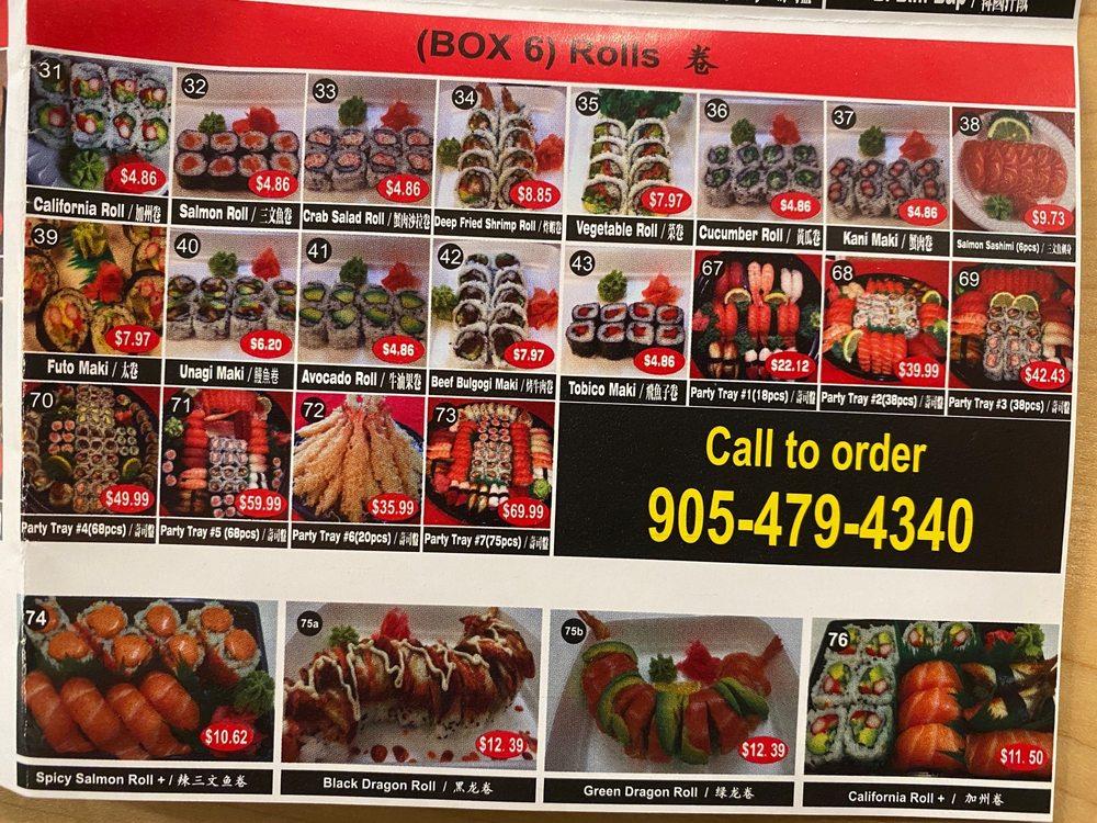 Menu at Japanese Express restaurant, Markham