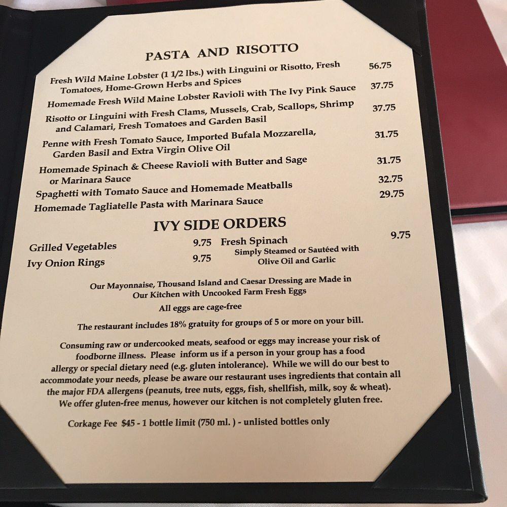 Menu at The Ivy pub & bar, Los Angeles, 113 N Robertson Blvd