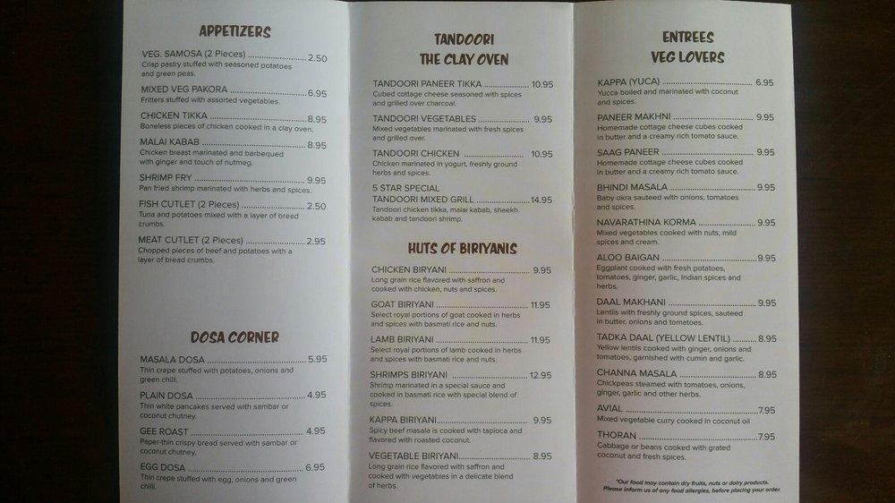 Menu at 5 Star Indian Cuisine restaurant, New Hyde Park, 247 Jericho Tpke