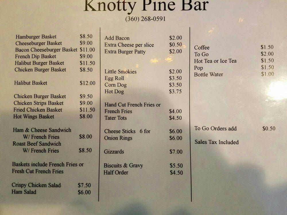 Menu at Knotty Pine Tavern pub & bar, Westport