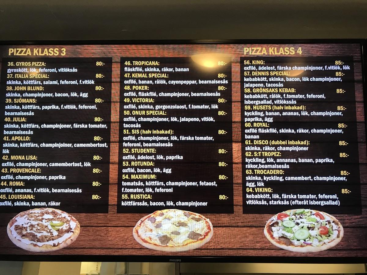 Menu at San Remo restaurant, Åtvidaberg