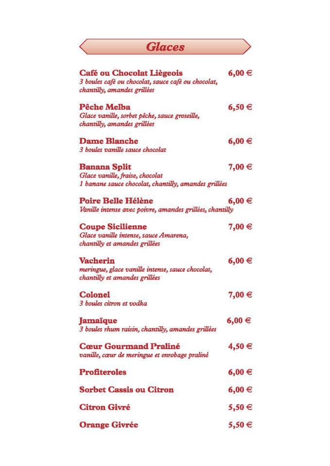 Menu at Santa Monica restaurant, Paris, 15 Rue Henri Ribière