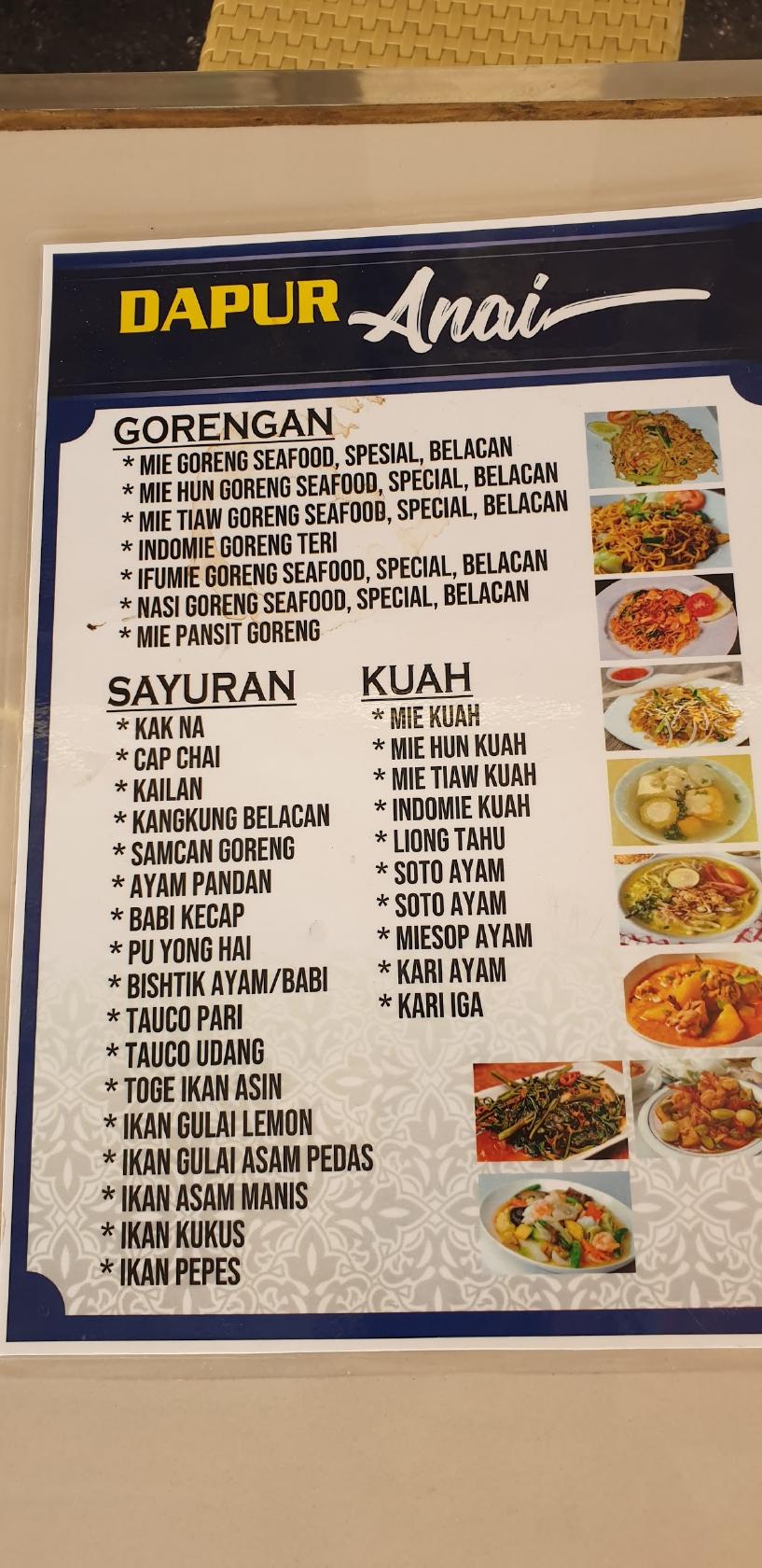 Menu at Dapur Anai ex RM Hamka restaurant, East Kisaran