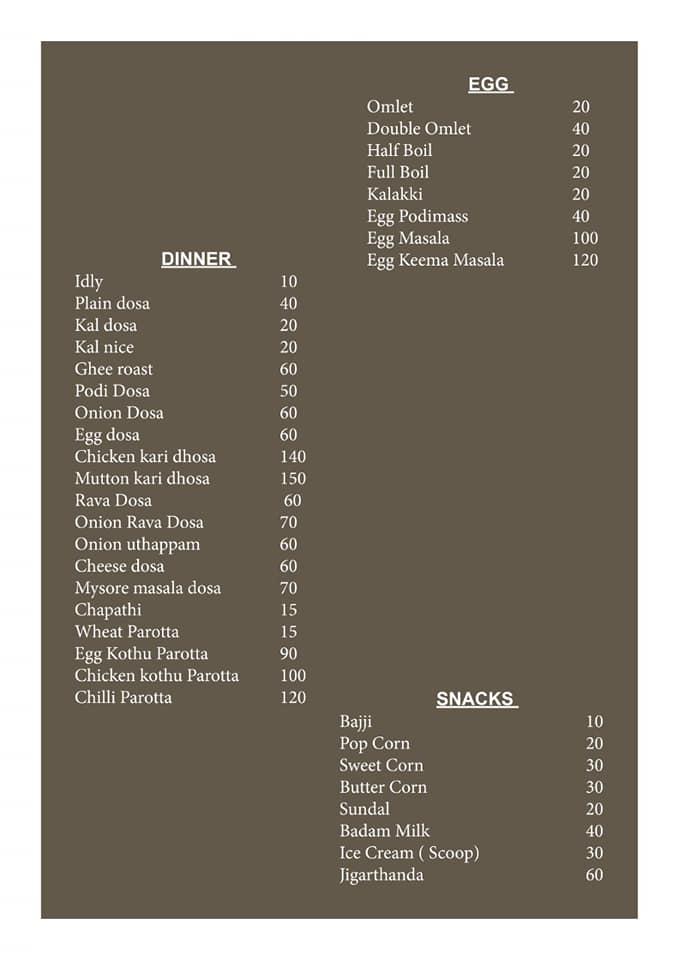 Menu at Hot Point, Chennai
