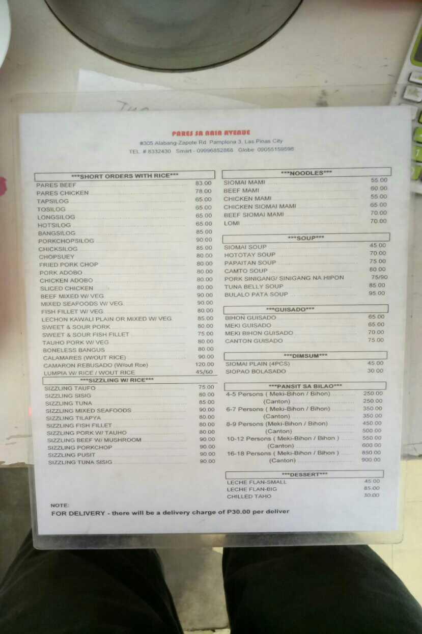 Menu at Salutos Restaurant (PARES Sa NAIA Avenue - Las Pinas), Las ...