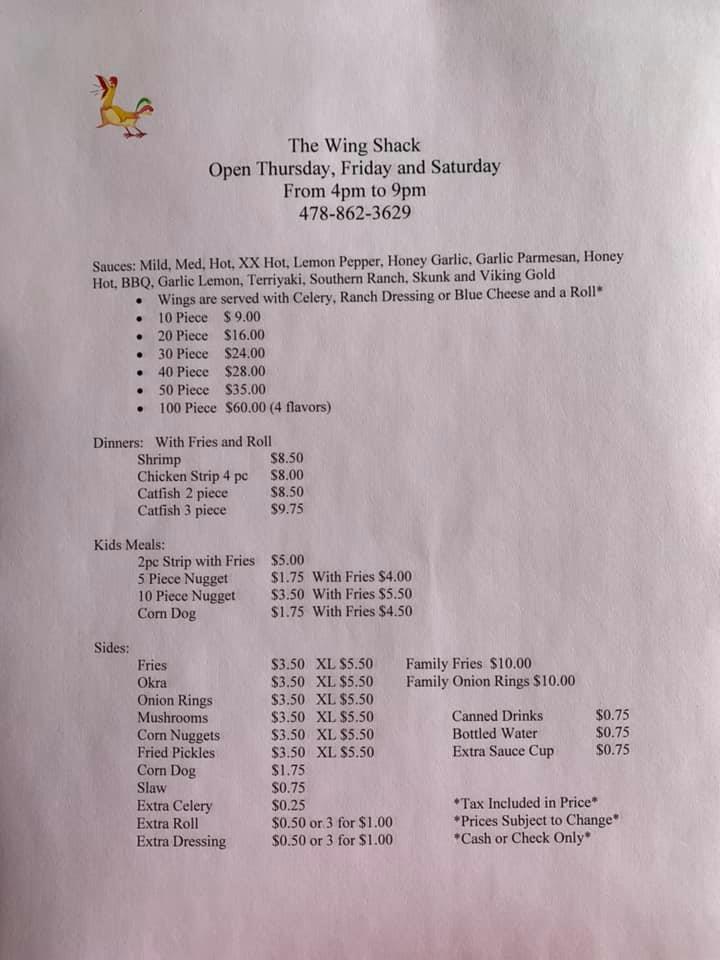 Menu at Wing Shack restaurant, Butler, 107 E Main St