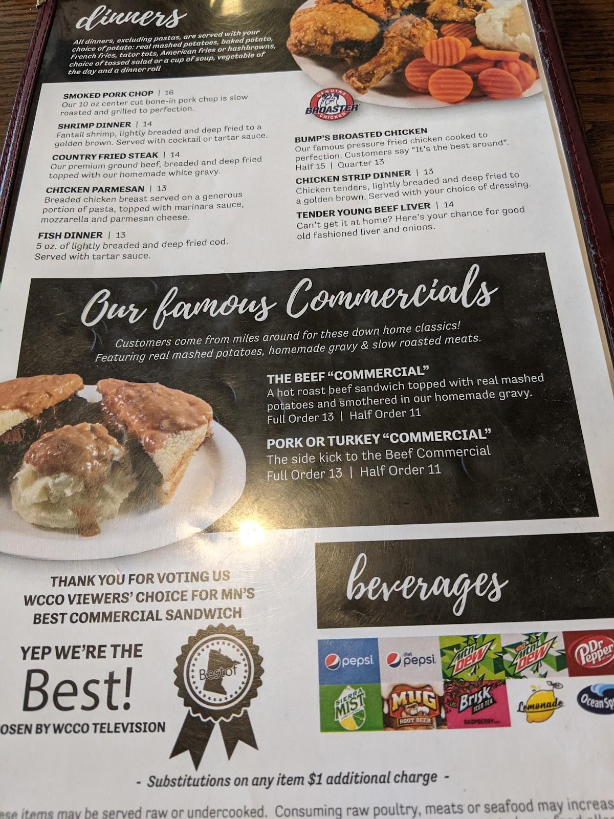 Menu at Bump's Family Restaurant, Glencoe