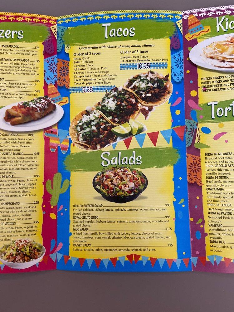 Menu at Cielito Lindo Mexican Restaurant, Kutztown