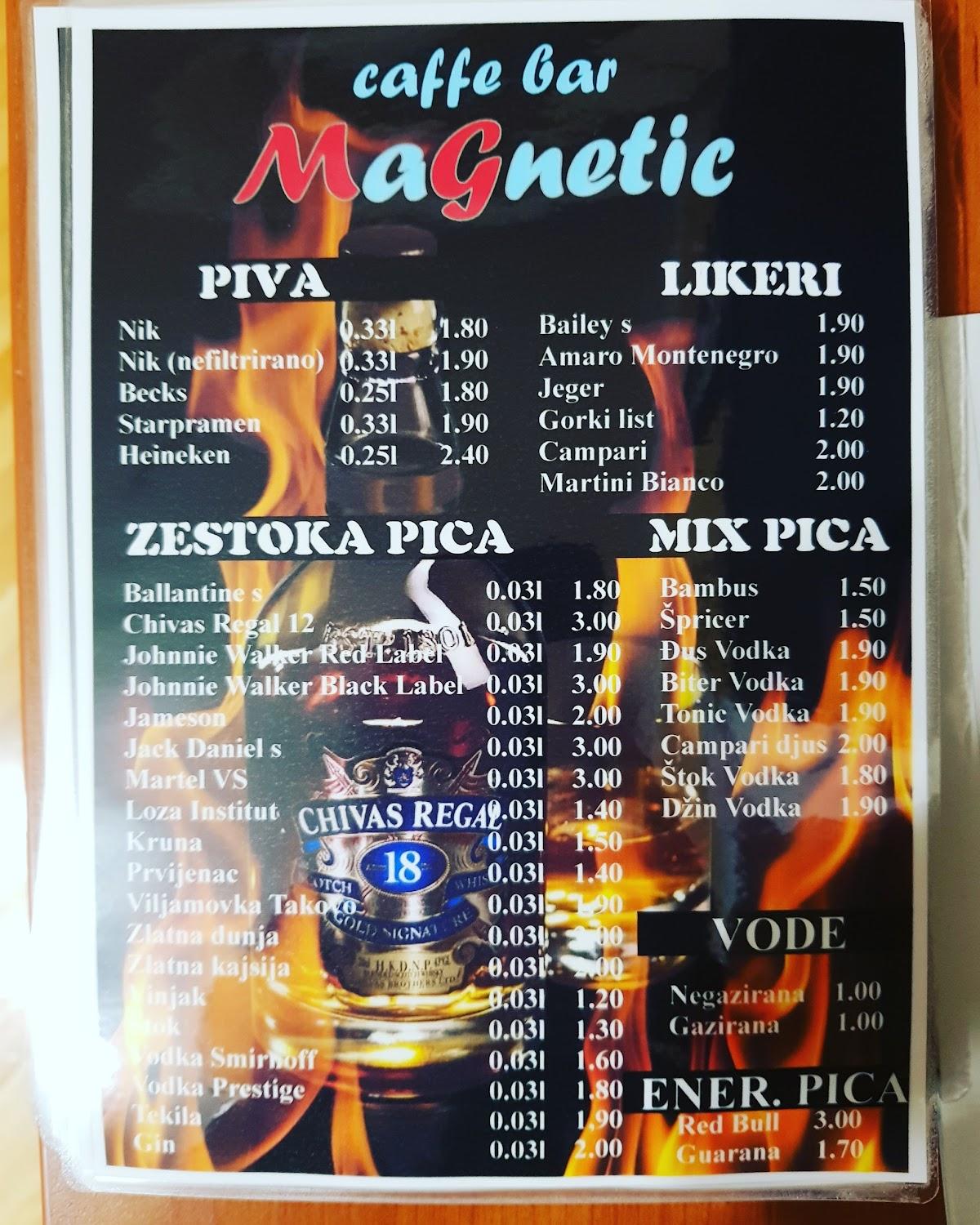 Menu at MaGnetic Caffe Bar, Danilovgrad