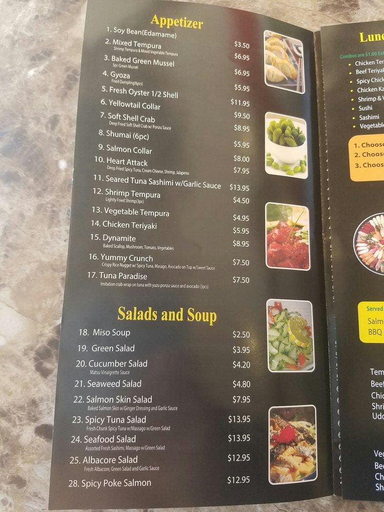 Menu at Matsu Sushi restaurant, Castaic