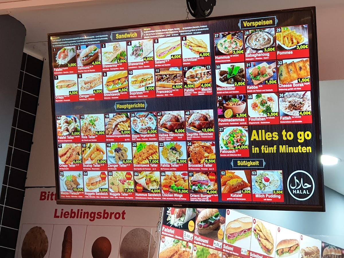 Menu at Mr. Sandwich restaurant, Kiel