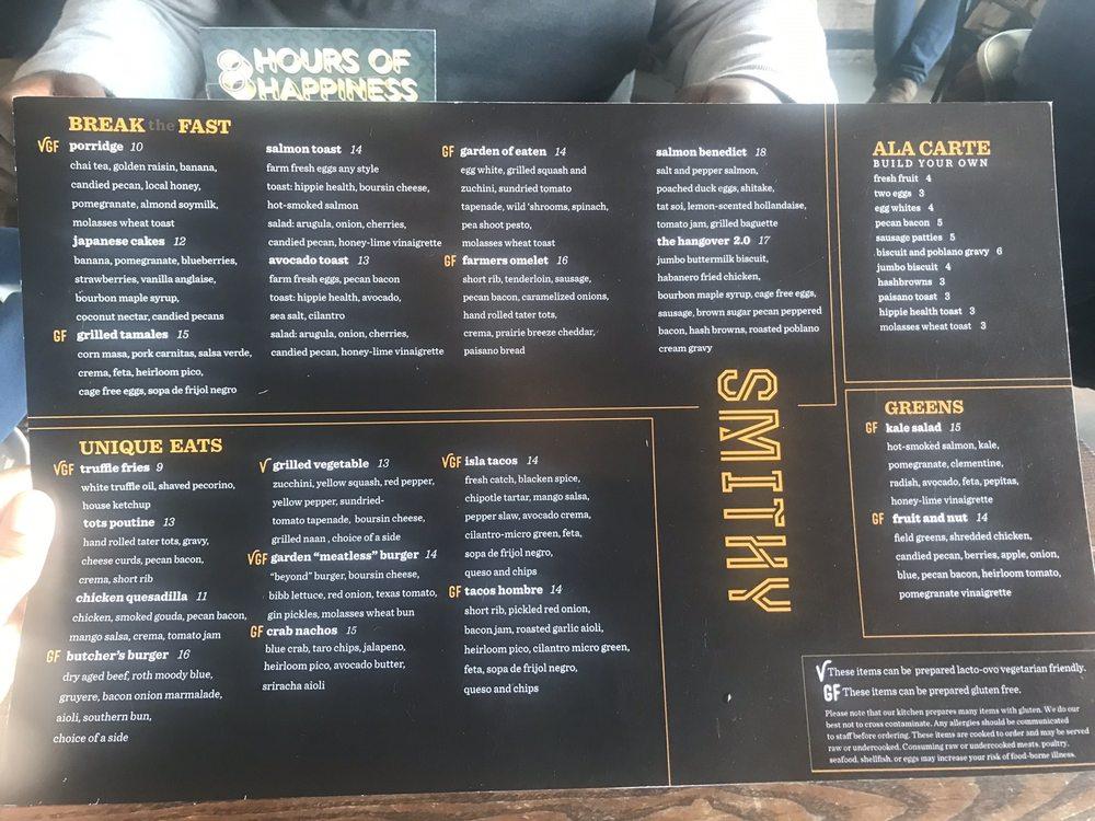 Menu at Smithy on Henderson pub & bar, Dallas