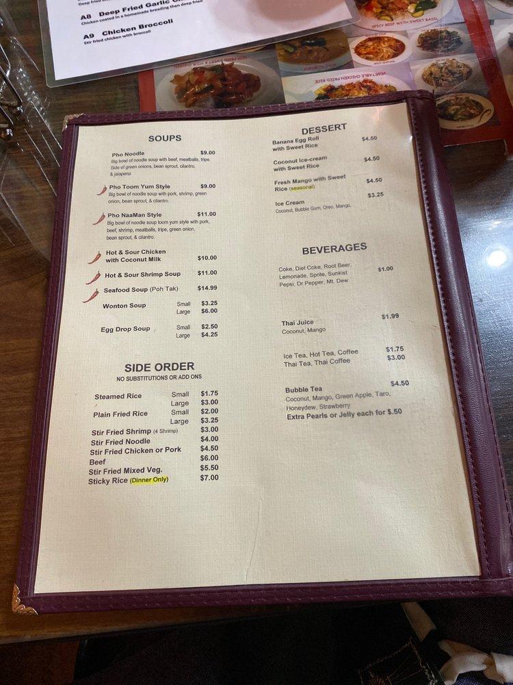 Menu at Thai Arawan restaurant, Garden City, 902 E Fulton St Building A