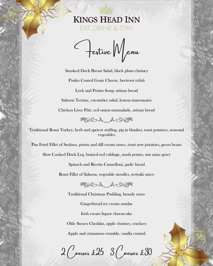 Menu at The Kings Head Inn pub & bar, Rye