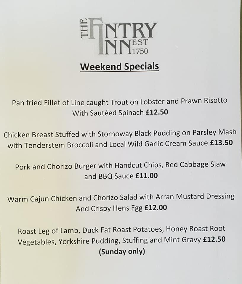 Menu at Fintry Inn pub & bar, Fintry, 23 Main St