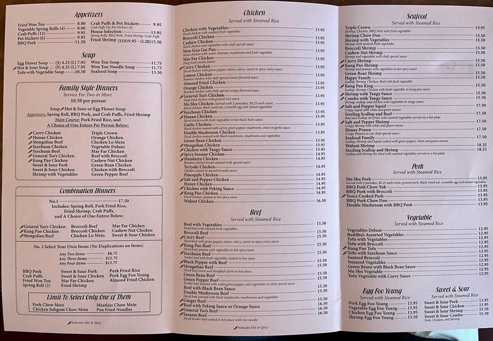 Menu at House Of Beijing restaurant, Vancouver